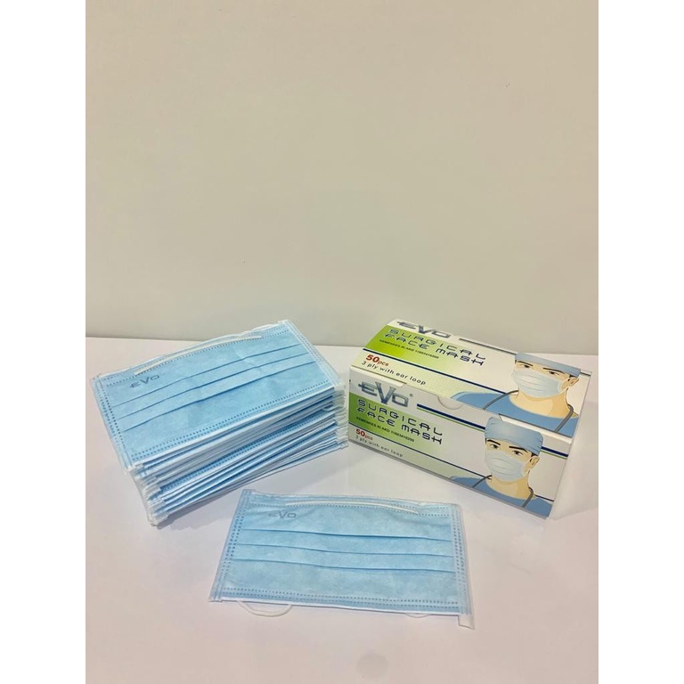 Jual [Paket 2 Box] Masker Evo Surgical Face Mask 3ply Ear Loop berbagai ...