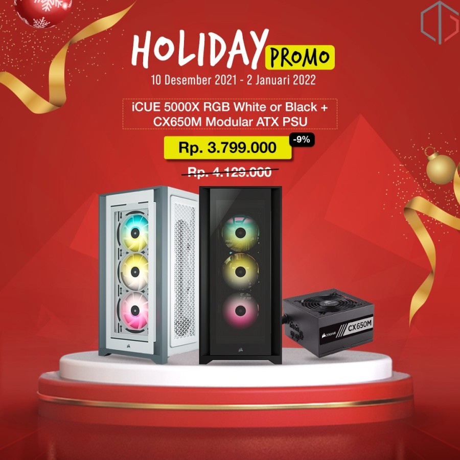 Jual iCUE 5000X RGB Tempered Glass Mid-Tower ATX PC Smart Case Casing ...