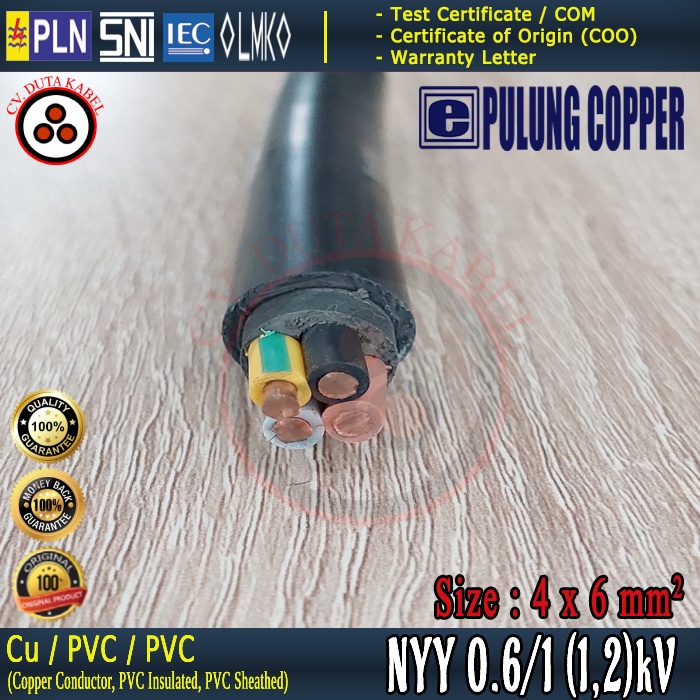 Jual Kabel NYY 4x6 mm2 PULUNG /4 x 6 mm2/4x6mm2/4x6 mm/4x6mm/4 x 6 mm ...