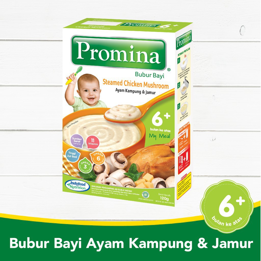 Jual PROMINA BUBUR BAYI STEAMED CHICKEN MUSHROOM 120GR / BUBUR BAYI ...