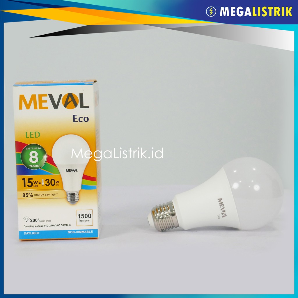 Jual MEVAL LAMPU BOHLAM LED BULB ECO 15W / 15 WATT WHITE / PUTIH ...
