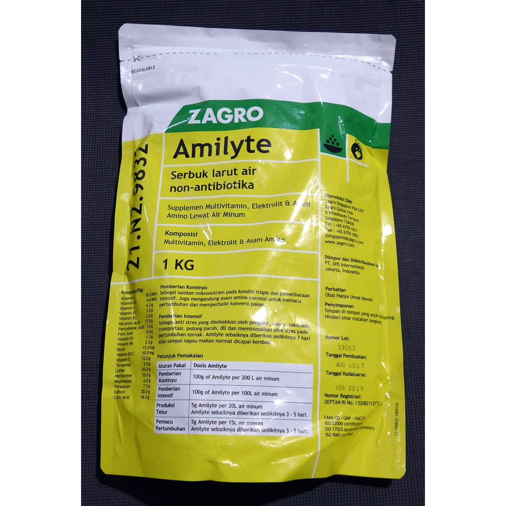 Jual Vitamin Hewan Zagro Amilyte 1 Kg | Shopee Indonesia
