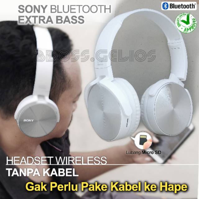 Jual HEADSET BLUETOOTH HEDSET WIRELESS SONY HEADPHONE TANPA KABEL EXTRA BASS PUTIH | Shopee ...