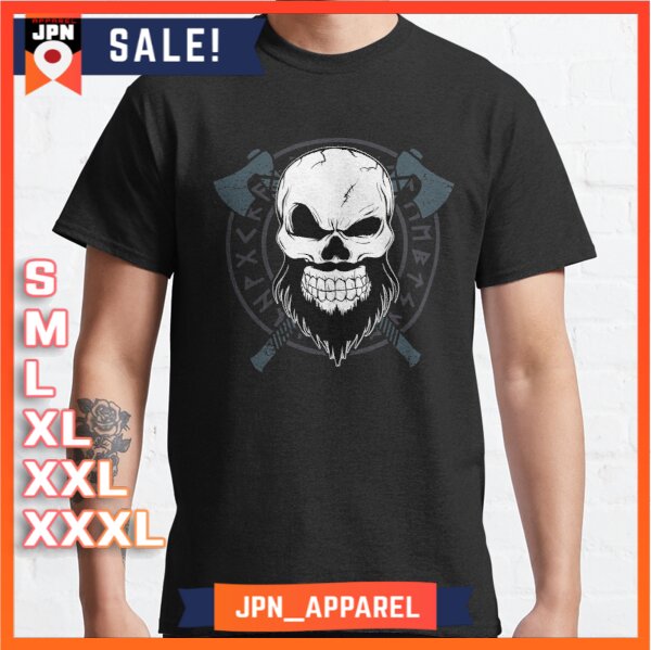 Jual Kaos Baju Viking Skull With Axes and Norse Runes T-Shirt Premium ...
