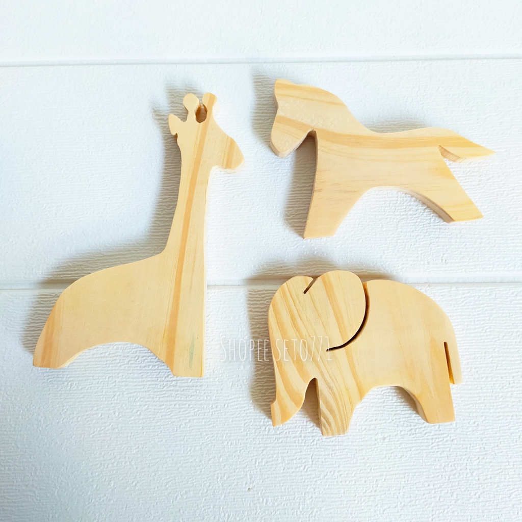 Jual Miniatur Hewan Kayu Wood Art Animal Cat Elephant Giraffe Horse ...