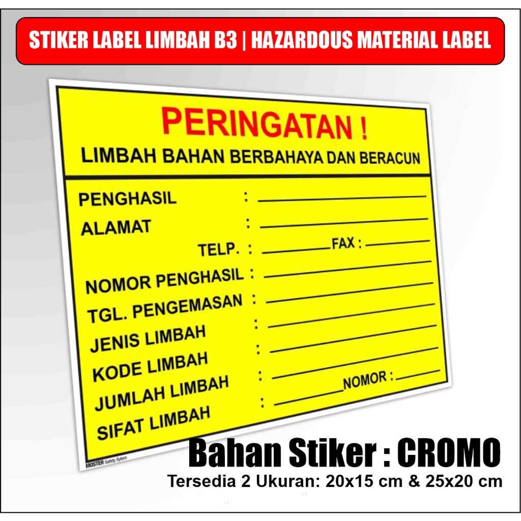 Jual Stiker Label Limbah B3 | Hazardous Material Label Bahan Cromo ...