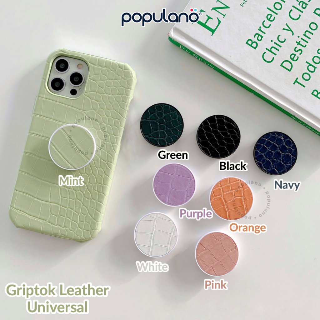 Jual Griptok Handphone Leather Phone Holder Motif Kulit Stand Hp Socket ...