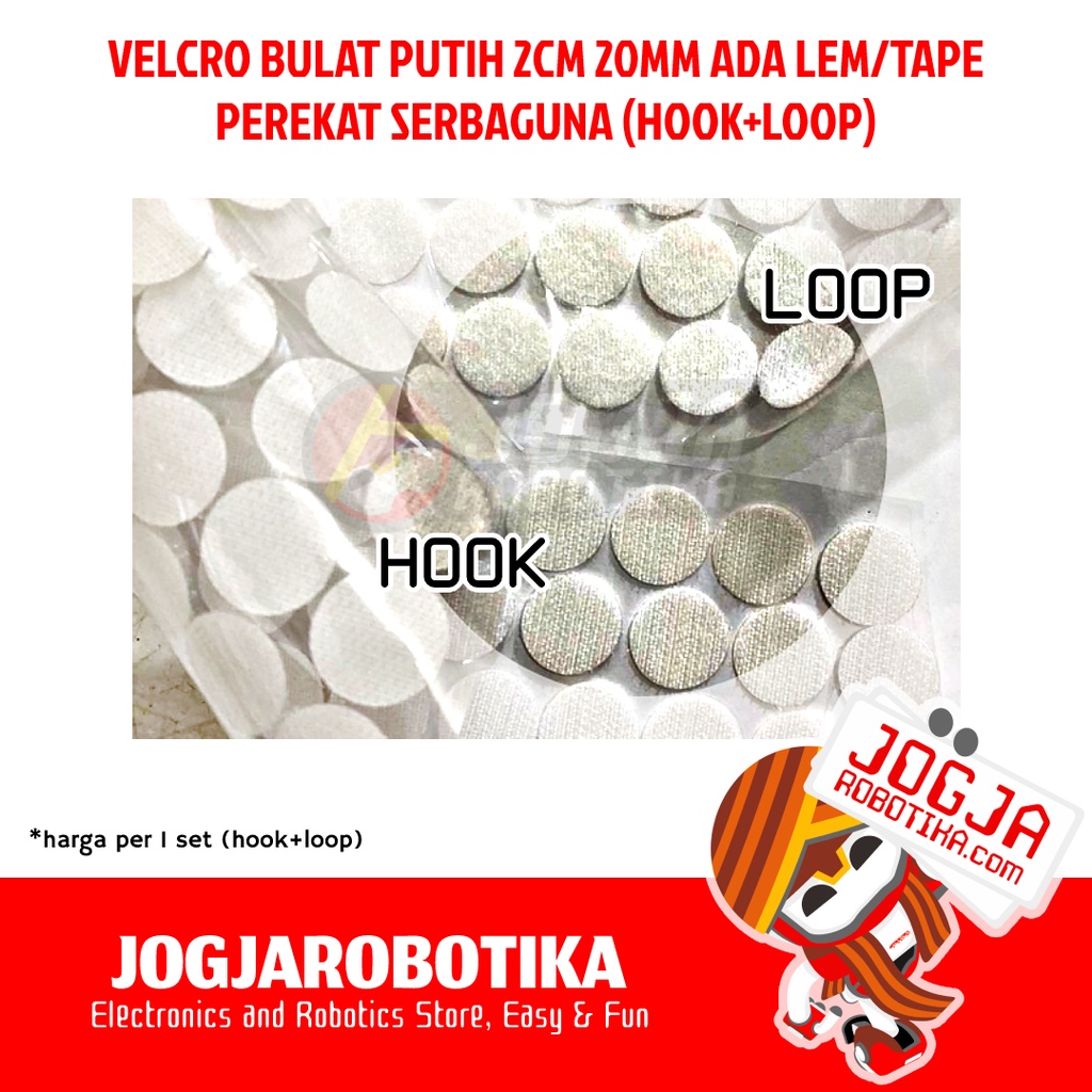 Jual VELCRO BULAT PUTIH 2CM 20MM ADA LEM/TAPE PEREKAT SERBAGUNA HOOK ...