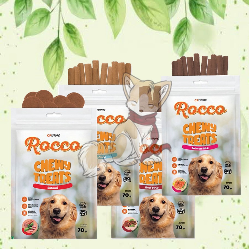Jual ROCCO CHEWY TREATS SALAMI / BEEF / MILKY / SALMON snack / cemilan ...