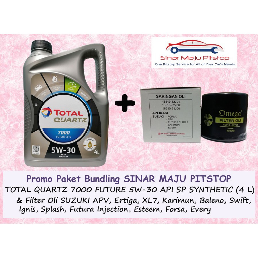 Jual Paket Oli TOTAL QUARTZ 5W-30 API SP Synthetic 4 Liter & Filter Oli ...