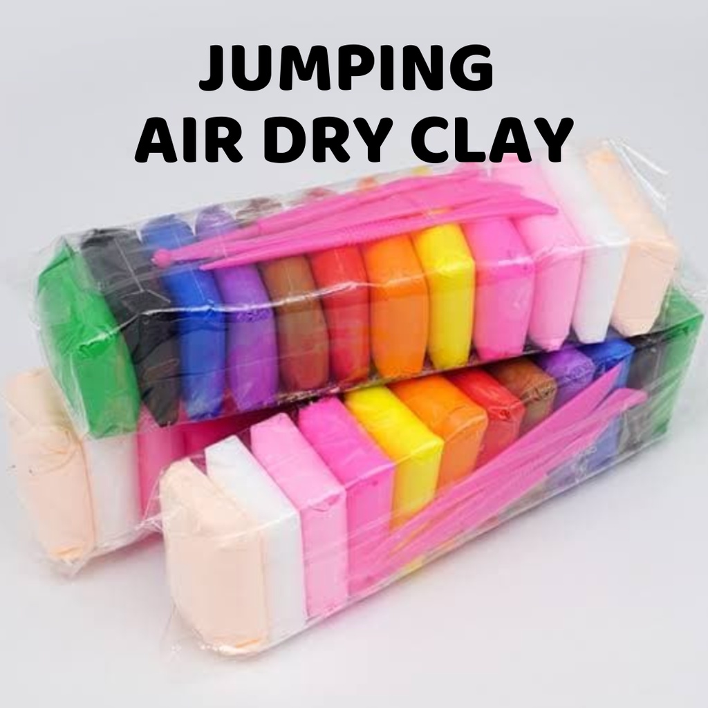 Jual Air Dry Magic Jumping Clay 12 pcs Free 3 Tools Super Soft Light ...