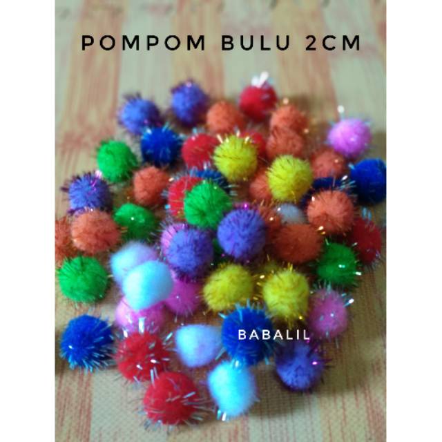 Jual Pompom bulu 3 cm Jumbo SENSORI ANAK / pom pom kumis glitter 2 cm ...