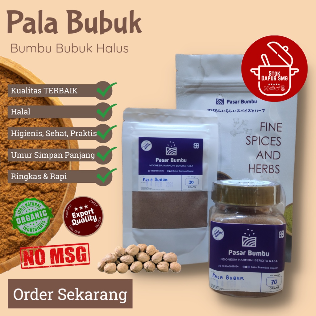 Jual Pasar Bumbu Pala Bubuk Halus / Ground Nutmeg / Nutmeg Powder Pouch ...