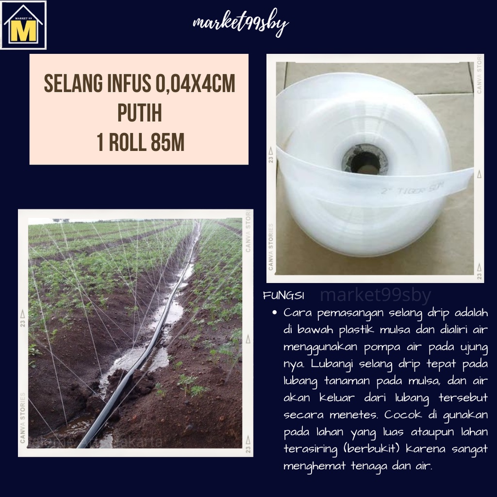 Jual Selang Drip Irigasi Tebal 0.04 mikron Ukuran 4cm Warna Hitam ...