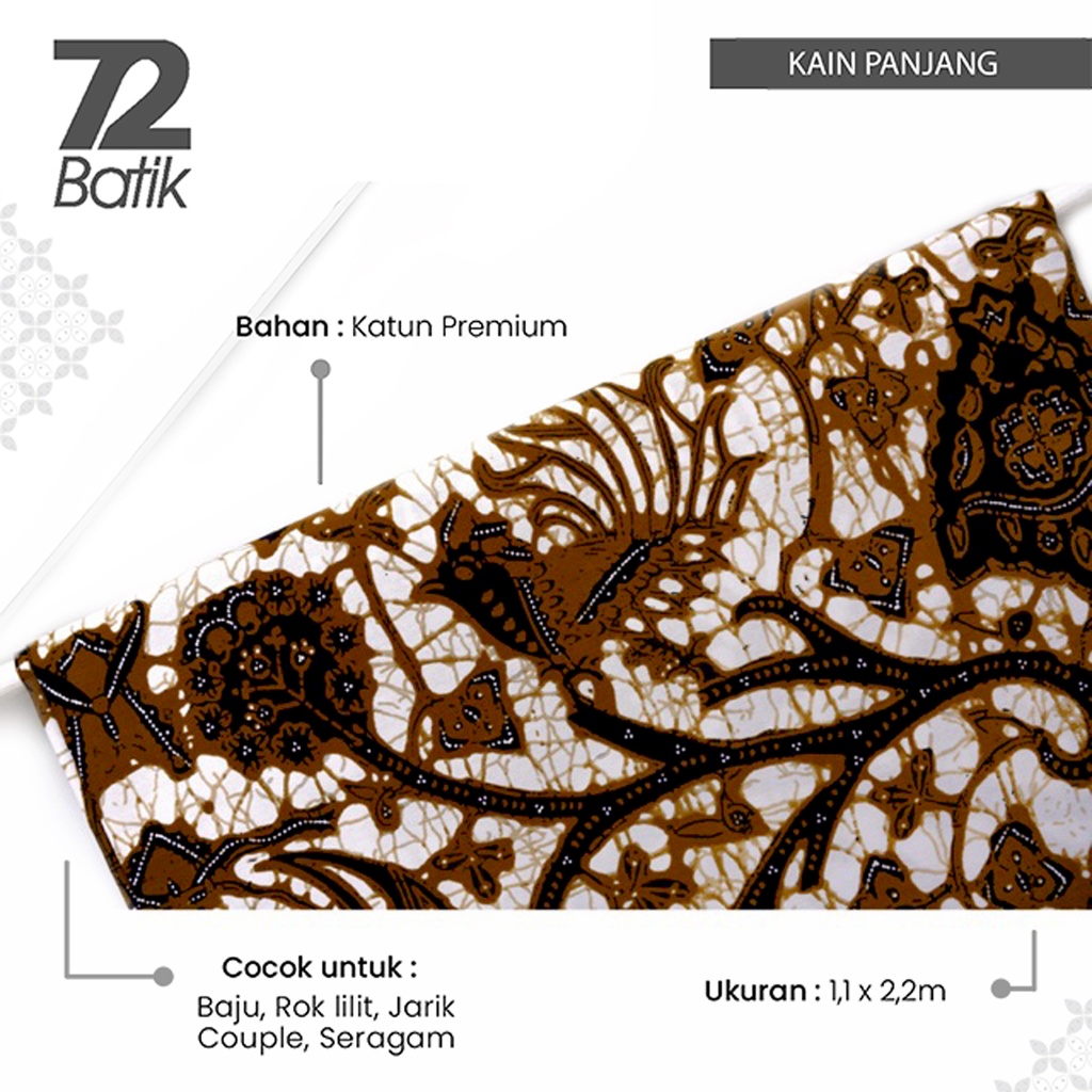 Jual KAIN BATIK PREMIUM Bahan Katun Motif Wahyu Temurun Warna Coklat ...
