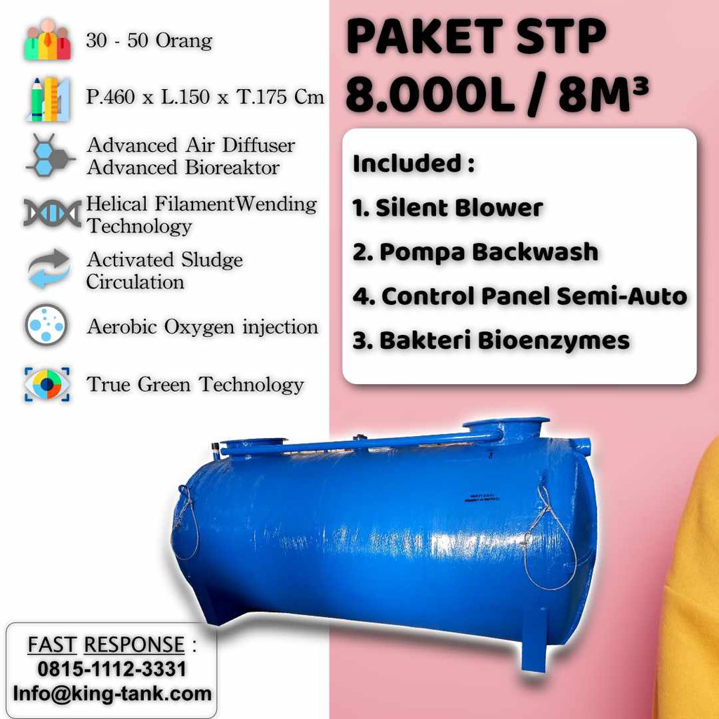 Jual PAKET Tangki STP BIOFILTER BIOTECH 8000 L / 8M3 BIOTANK INDONESIA ...