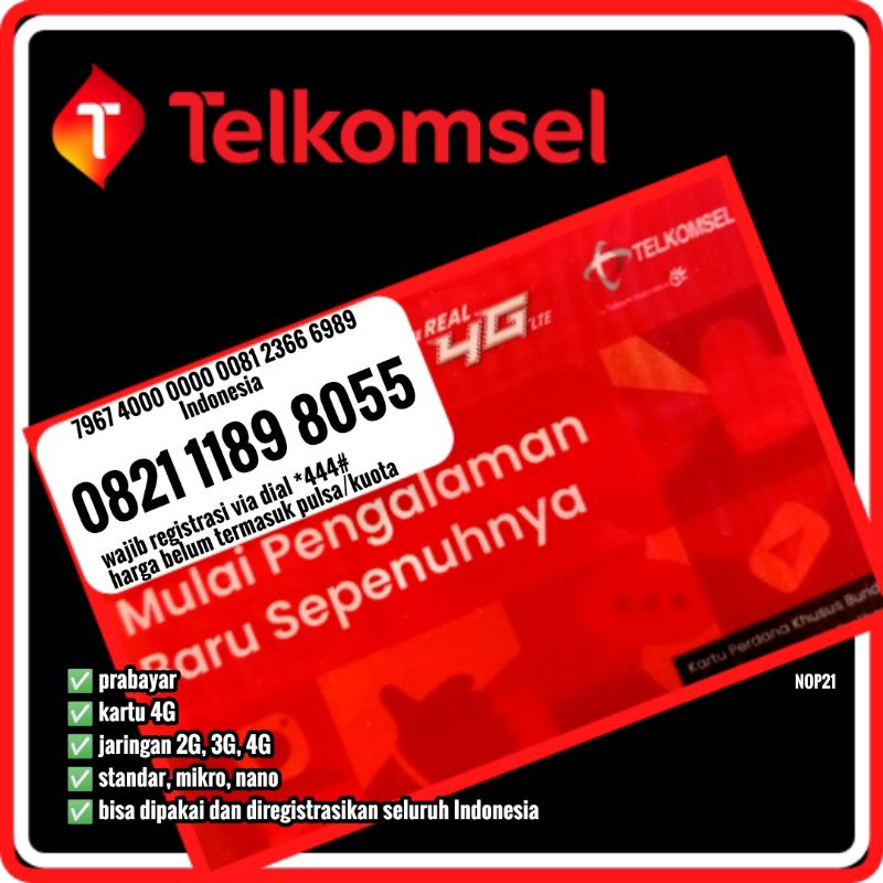 Jual Kartu perdana nomor cantik Telkomsel simpati 4G hoki BOSS 1189 8055 | Shopee Indonesia