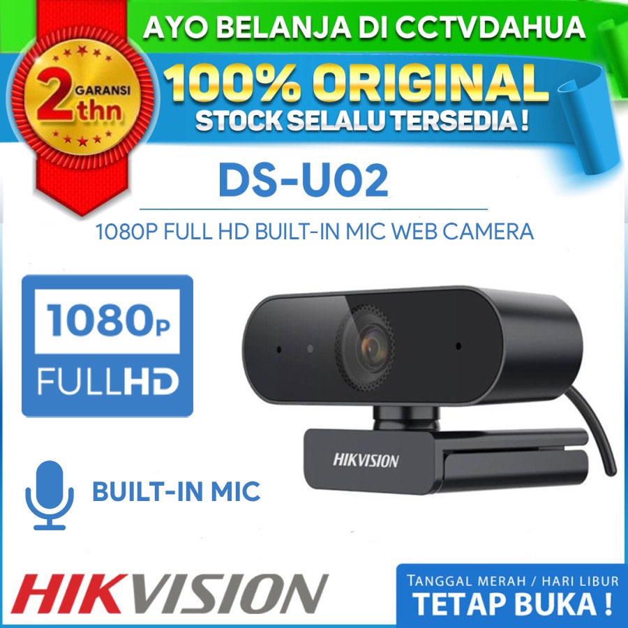 Jual HIKVISION DS-U02 WEBCAM 2MP BUILT-IN MIC WEBCAM HIKVISION GARANSI ...