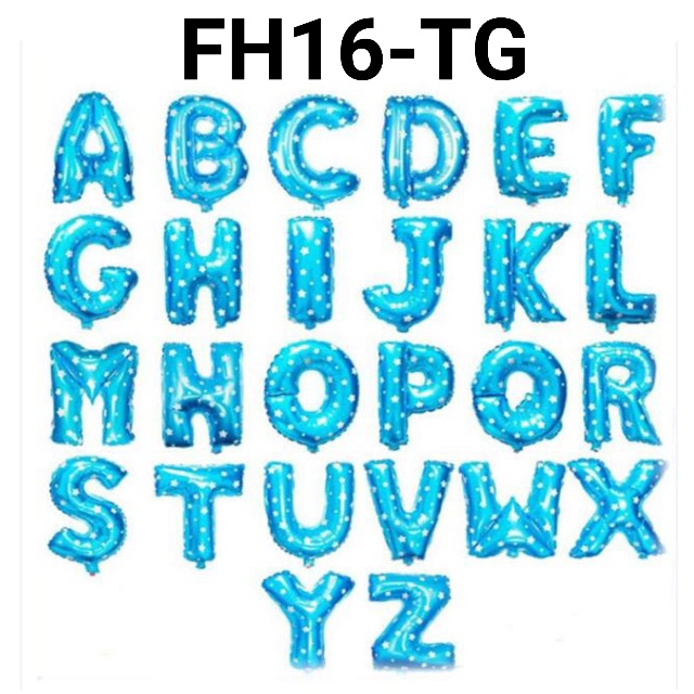 Jual FH16-TG Balon foil huruf abjad nama 16 inch 40cm bintang biru blue ...