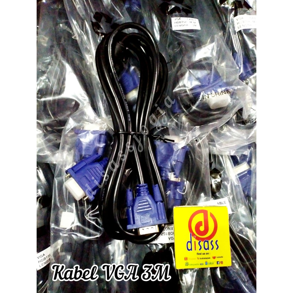 Jual KABEL VGA 3M BIRU KABEL MONITOR - DISASS JOGJA | Shopee Indonesia