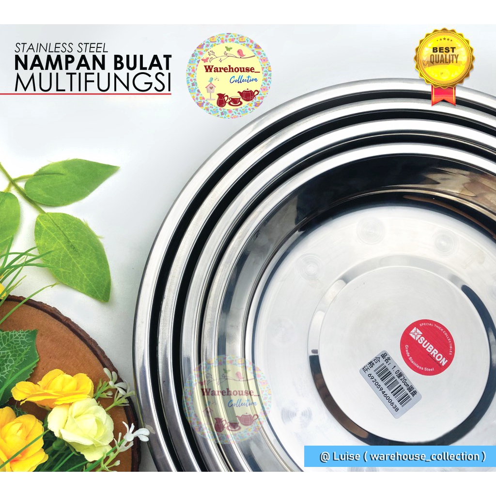 Jual NAMPAN PIRING BULAT / BAKI BULAT STAINLESS / LOYANG STAINLESS MULTIFUNGSI 22 CM / 24CM ...
