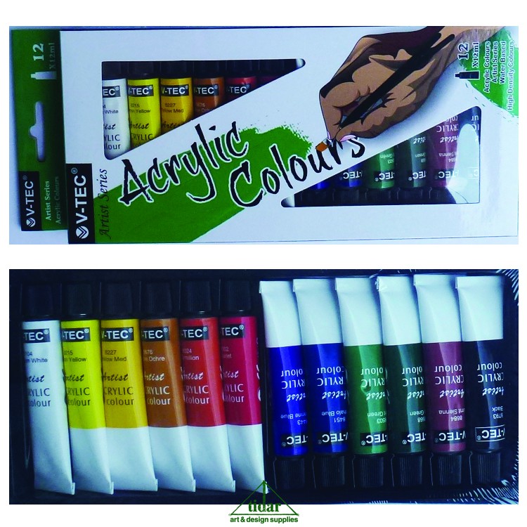 Jual Cat Akrilik V-Tec / V-Tech Acrylic Colour / Color Set 12 x 12 ML ...