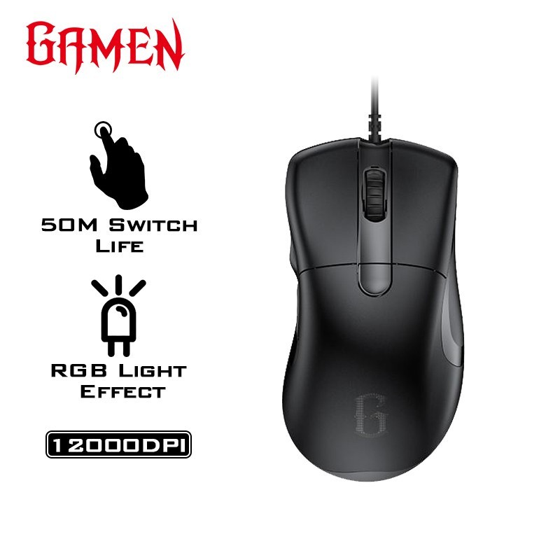 Jual GAMEN GM810 MOUSE GAMING MACRO RGB BRAIDED WIRE 12400 DPI - HITAM ...