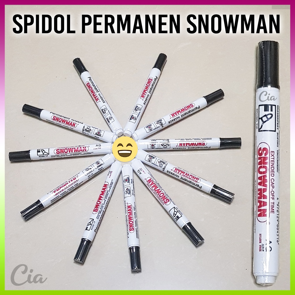 Jual Spidol Permanen Hitam Snowman Black Permanent Marker Cia | Shopee Indonesia
