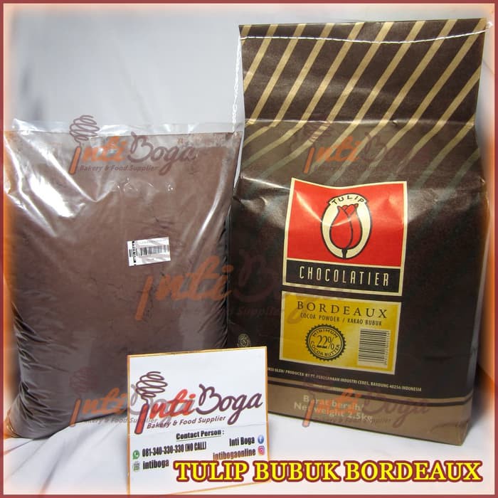 Jual COKLAT BUBUK TULIP BORDEAUX / COCOA POWDER 2.5kg (bag kemasan ...