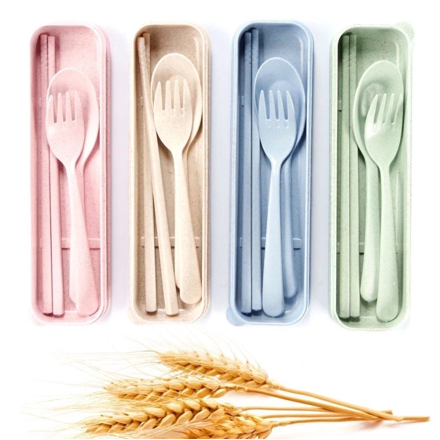 Jual Sendok Jerami Sendok Gandum Cutlery Set Alat Makan Sendok Plastik ...
