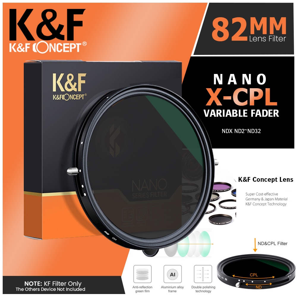 Jual KNF Concept 82mm Lens Filter Nano-X Variable Fader ND2-32 + CPL Filter K&F Concept | Shopee ...