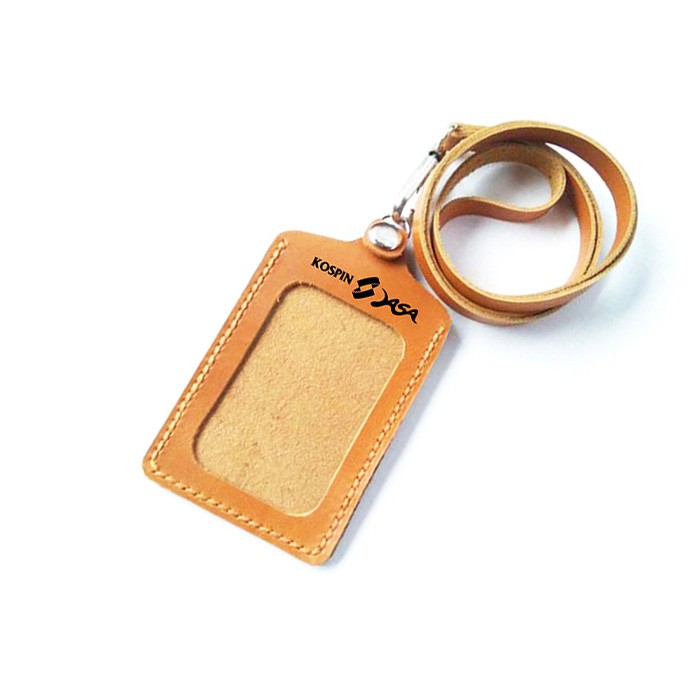 Jual Name Tag Kulit Asli Model SImple Logo Kospin Jasa - Tempat Id Card ...
