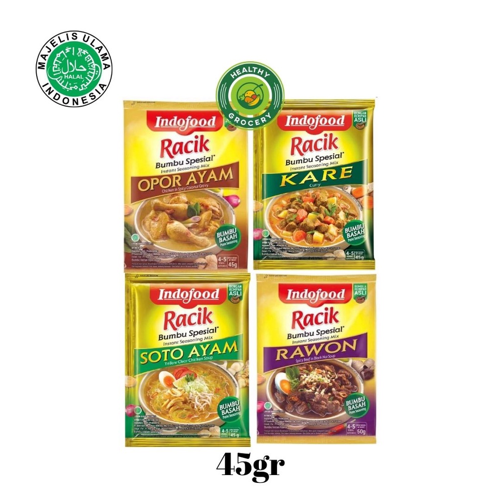 Jual Indofood Bumbu Racik Instant 45gr / Soto ayam / Kare / Opor Ayam ...