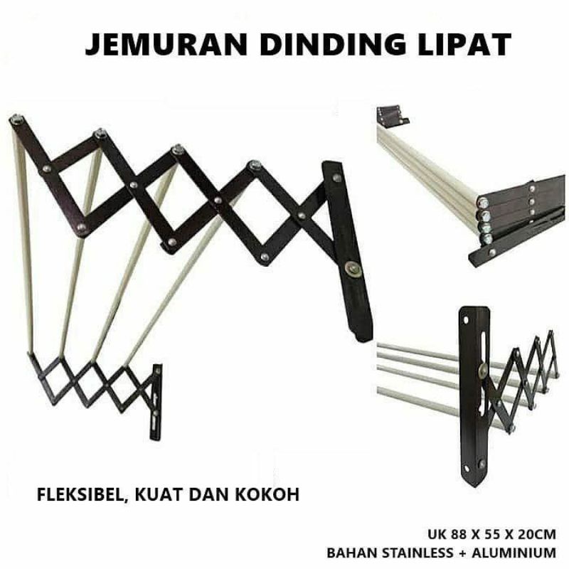 Jual RAK JEMURAN LIPAT PORTABLE JEMURAN DINDING TEMPEL TEMBOK ANDUK DAN ...