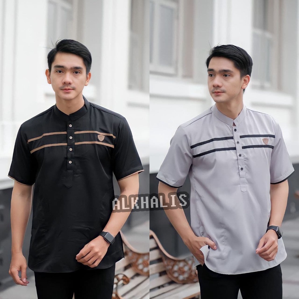 Jual Baju Koko Batik Lengan Pendek Busana Muslim Duonk Seragam Alkhalis Shopee Indonesia