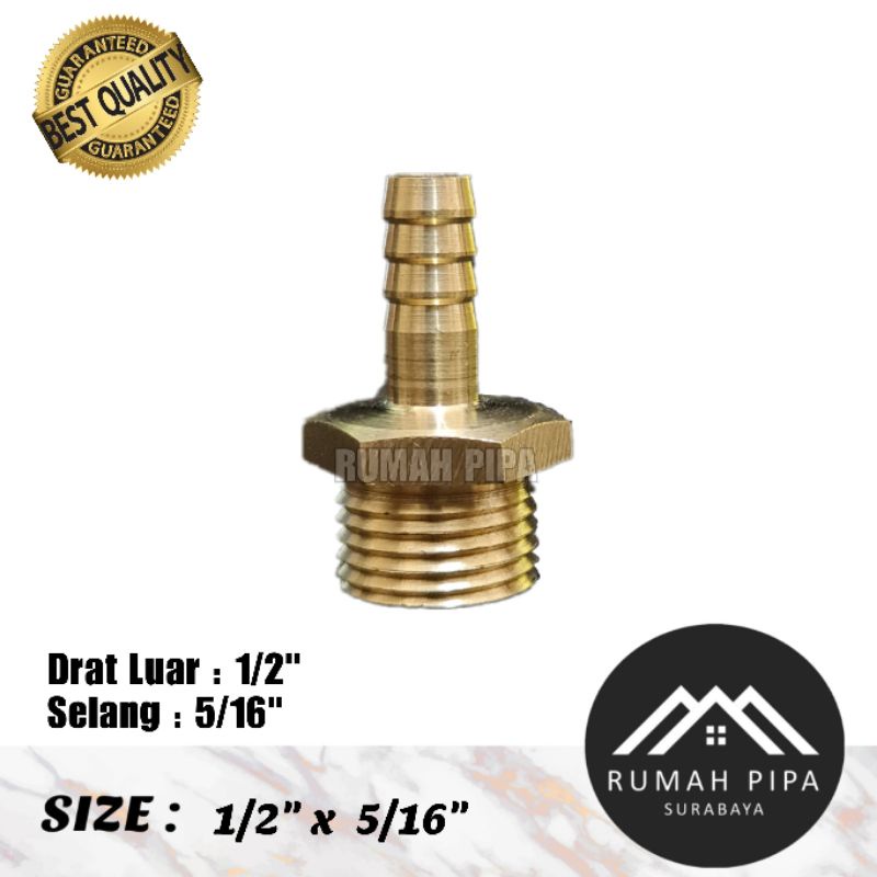 Jual Nepel Selang DRAT LUAR 1/2" x 5/16" - KUNINGAN | Shopee Indonesia