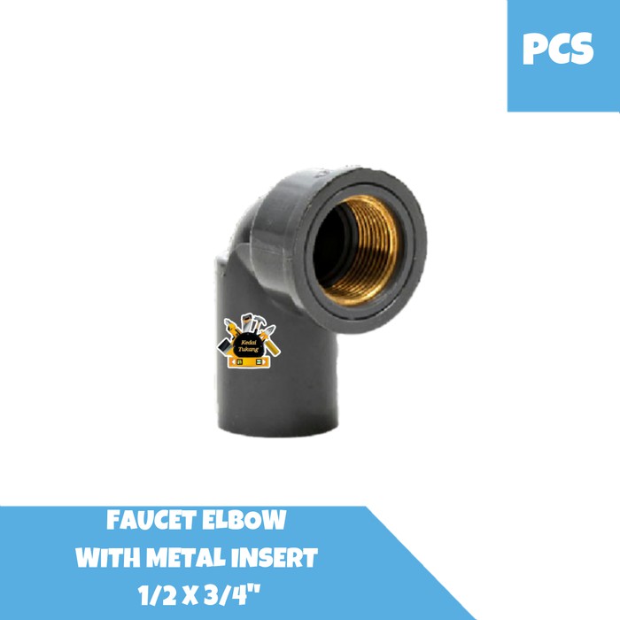Jual KEDAI TUKANG - Faucet Elbow Metal Insert 1/2 x 3/4" Knie Keni Drat ...