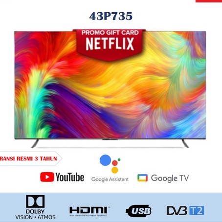 Jual DIGITAL TV TCL 43P735 43 INCH GOOGLE TV 4K HDR TV | Shopee Indonesia