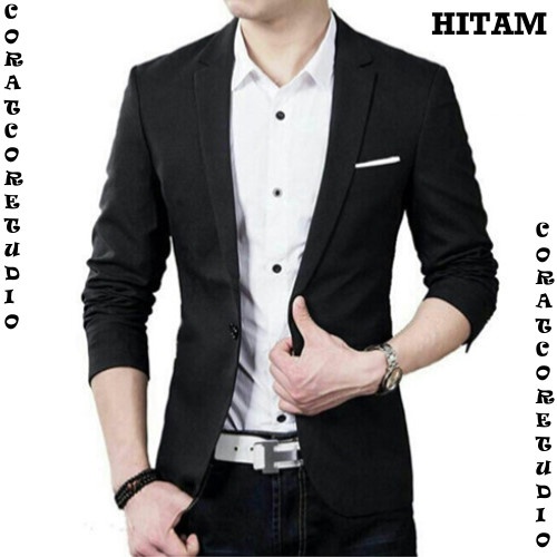 Jual CORATCORETUDIO Blazer Pria Jas Cowok Jumbo BigSize Laki Laki HITAM ...