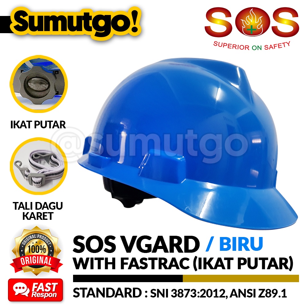 Jual Helm Safety Proyek Biru - SOS VGARD Ikat Putar Fastrac + Tali Dagu ...