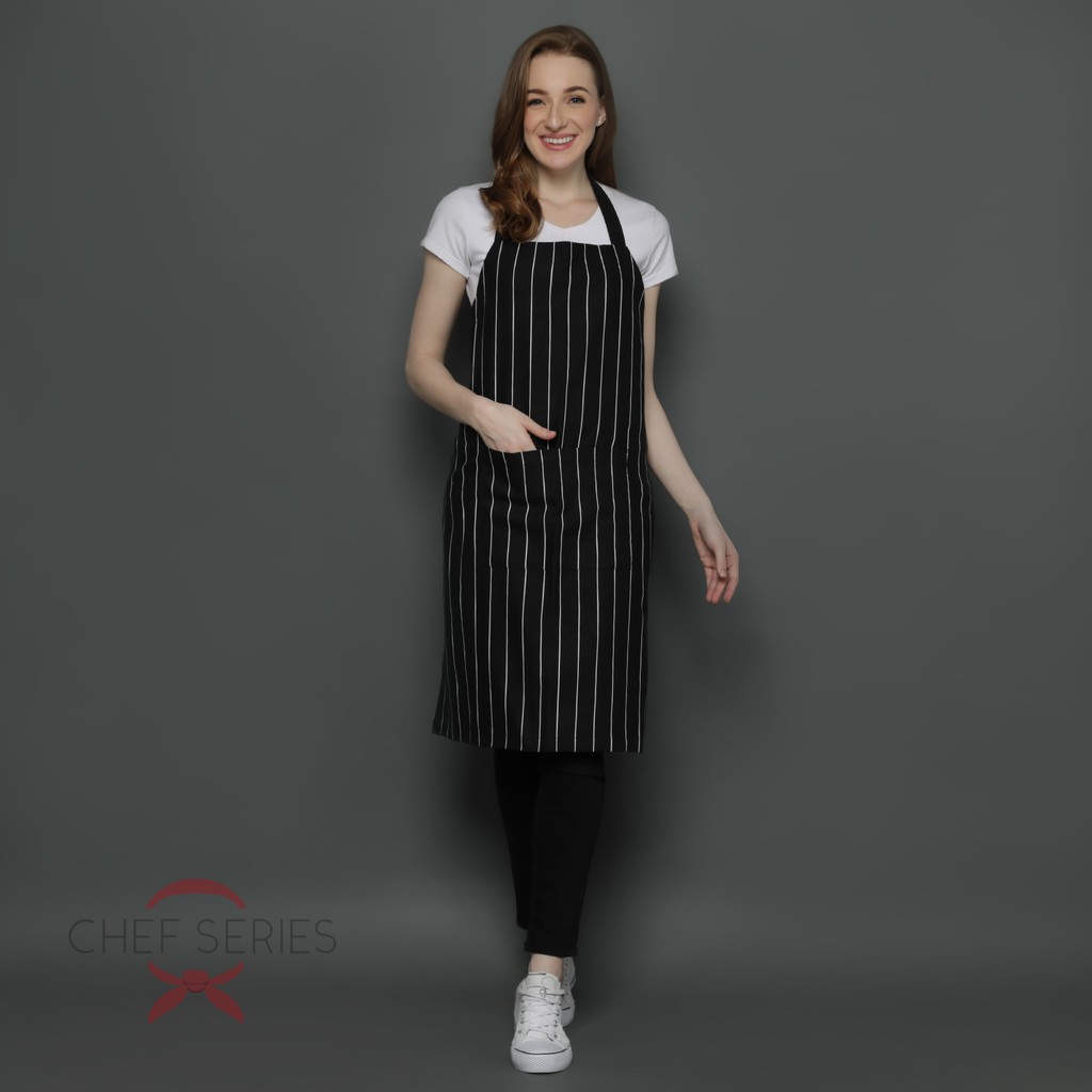 Jual Chef Series STRIPE Series Full Panjang Apron - Hitam | Shopee ...