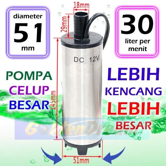 Jual Pompa air dc submersible 12v 5,1mm / Pompa celup 5,1mm 12v minyak ...