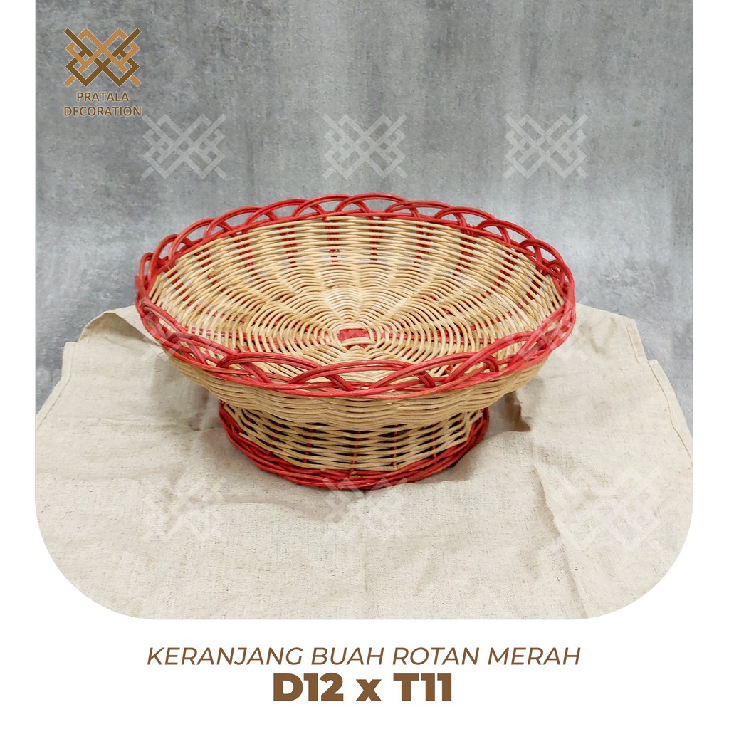 Jual KERANJANG BUAH ROTAN MERAH AESTHETIC D28 X T11 PRATALA DECORATION ...