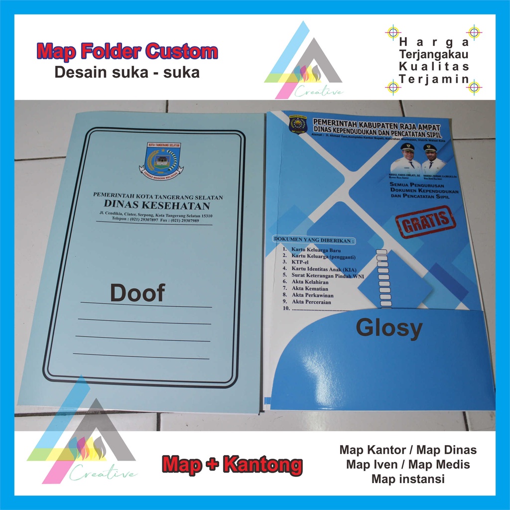 Jual CETAK MAP CUSTOM FOLDER F4 full color desain sesuai instansi map ...