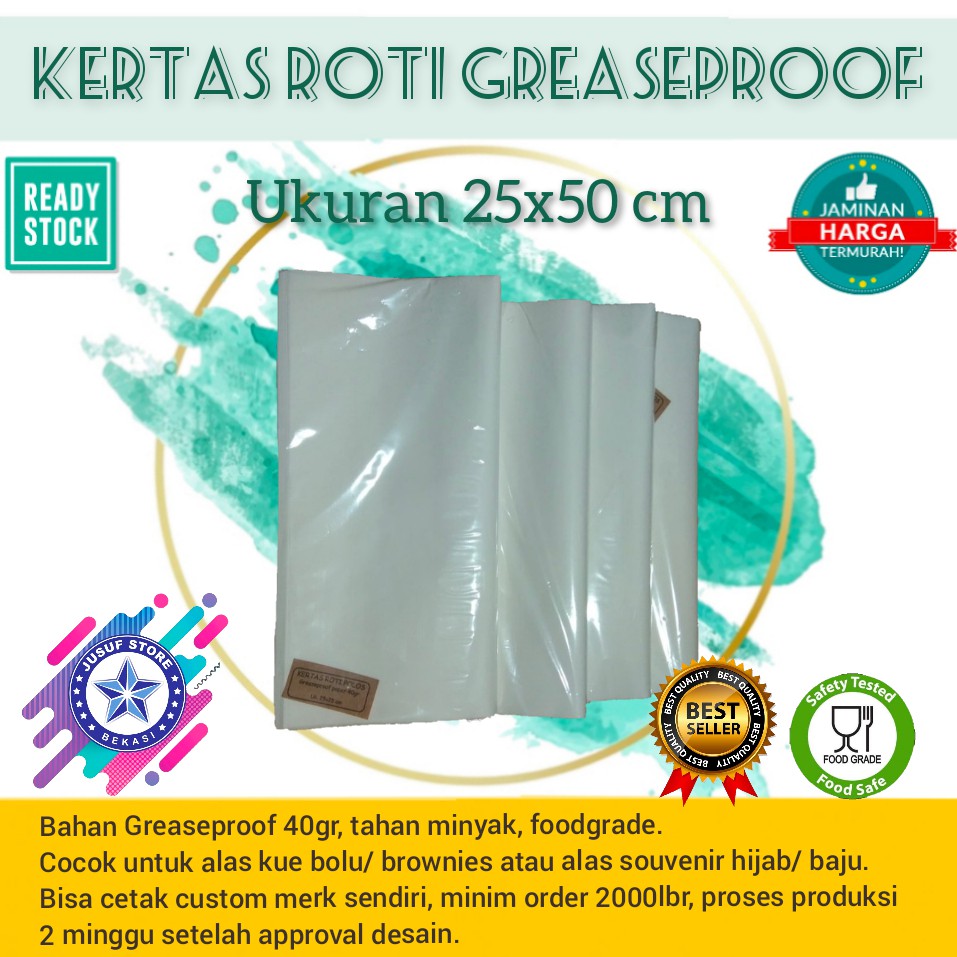 Jual Kertas Roti isi 50 Greaseproof Paper/ Kertas Burger/ Roti John uk ...