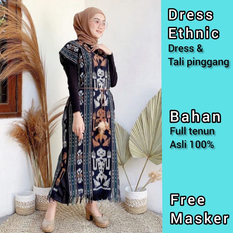 Jual dress tenun etnik dress tenun ex kondangan dress tenun baju tenun //uswah collection ...