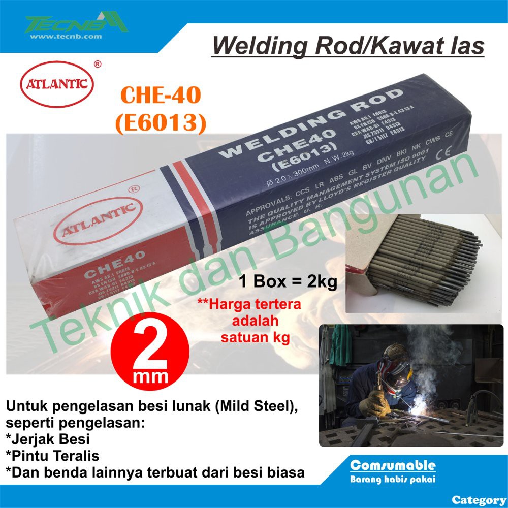 Jual Kawat Las Besi Biasa 2.0mm x 300mm CHE-40 (E6013) per Kilo | Shopee Indonesia
