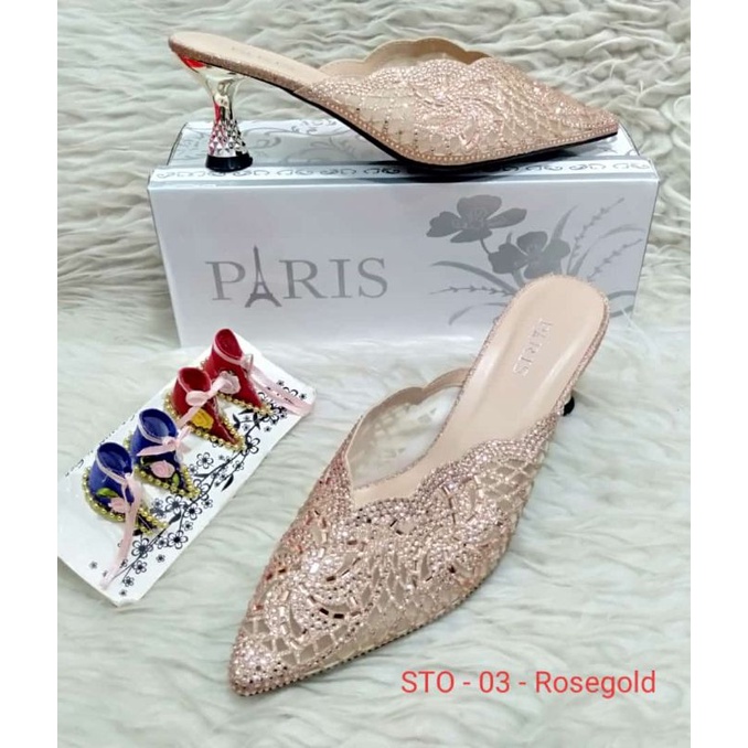 Jual heels kebaya paris, sendal kebaya, sendal pesta, high heels ...