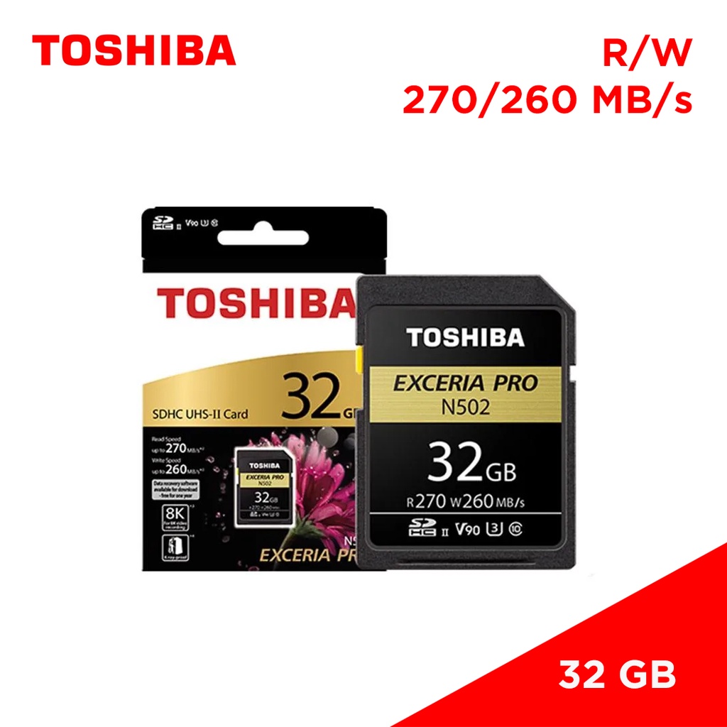 Jual SDHC TOSHIBA EXCERIA PRO R/W 270/260 MB/s 32GB 128Gb 256GB | Shopee Indonesia