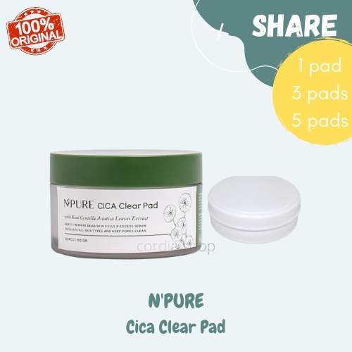 Jual [SHARE] NPURE Cica Clear Pads in jar bottle pad exfoliator ...
